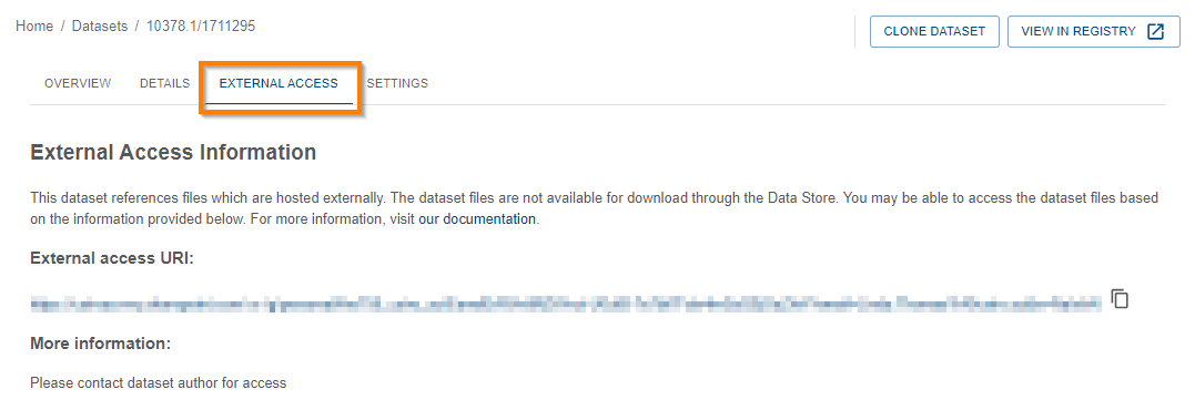 Externally hosted datasets | Provena